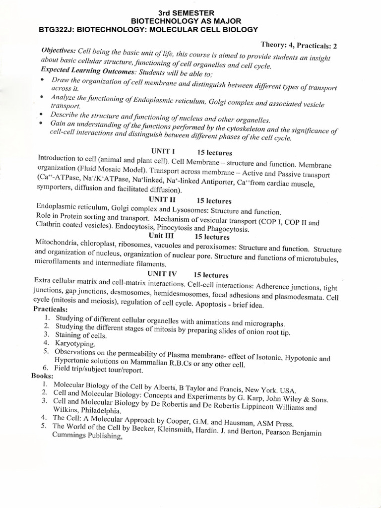 Biotechnology Syllabus Overview | PDF | Cell (Biology) | Vesicle ...