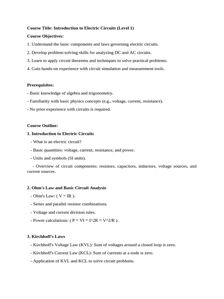 Introduction To Electric Circuits (Level 1) | PDF | Electrical Network | Ac Power