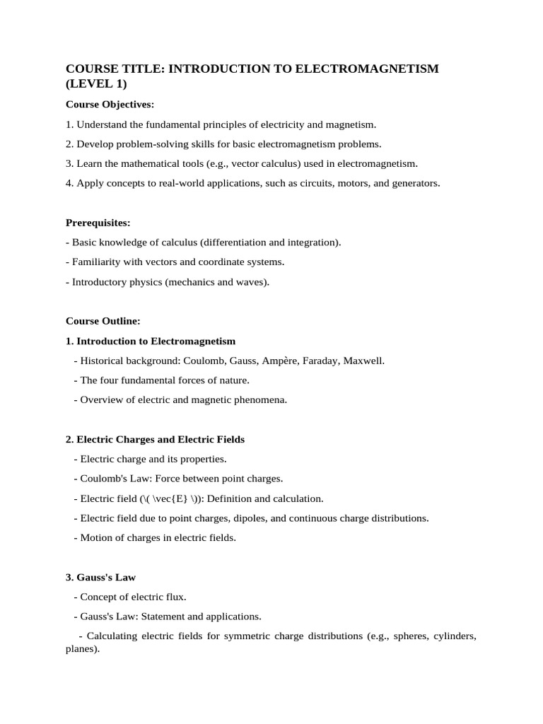 Introduction To Electromagnetism | PDF | Magnetic Field ...
