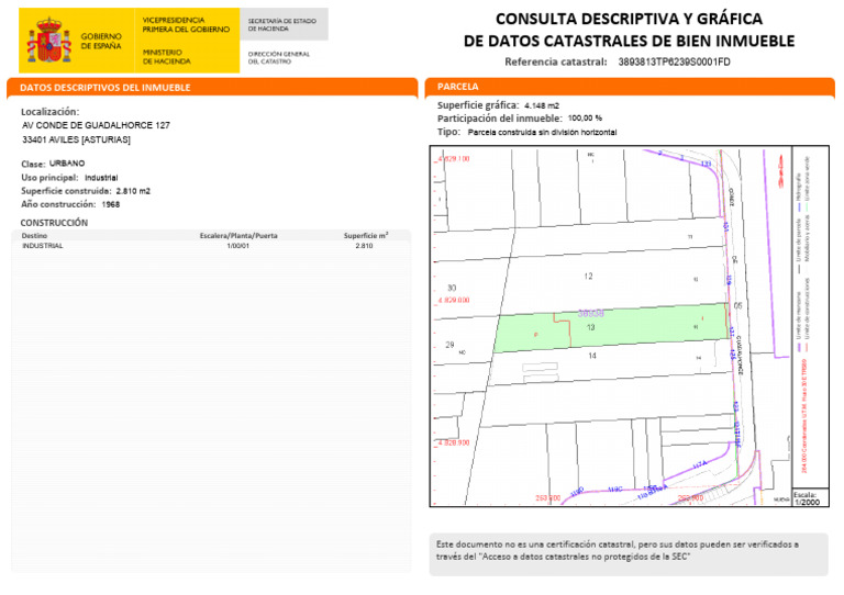 Datos Catastrales de Inmueble Industrial | PDF | Cartografía ...