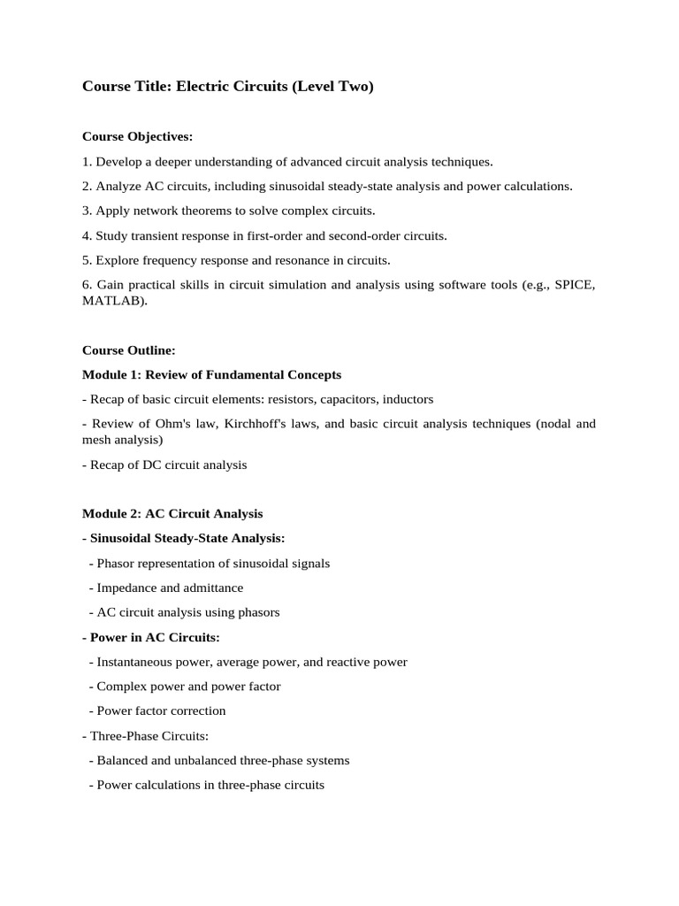 Electric Circuits (Level Two) | PDF | Electrical Network | Network ...