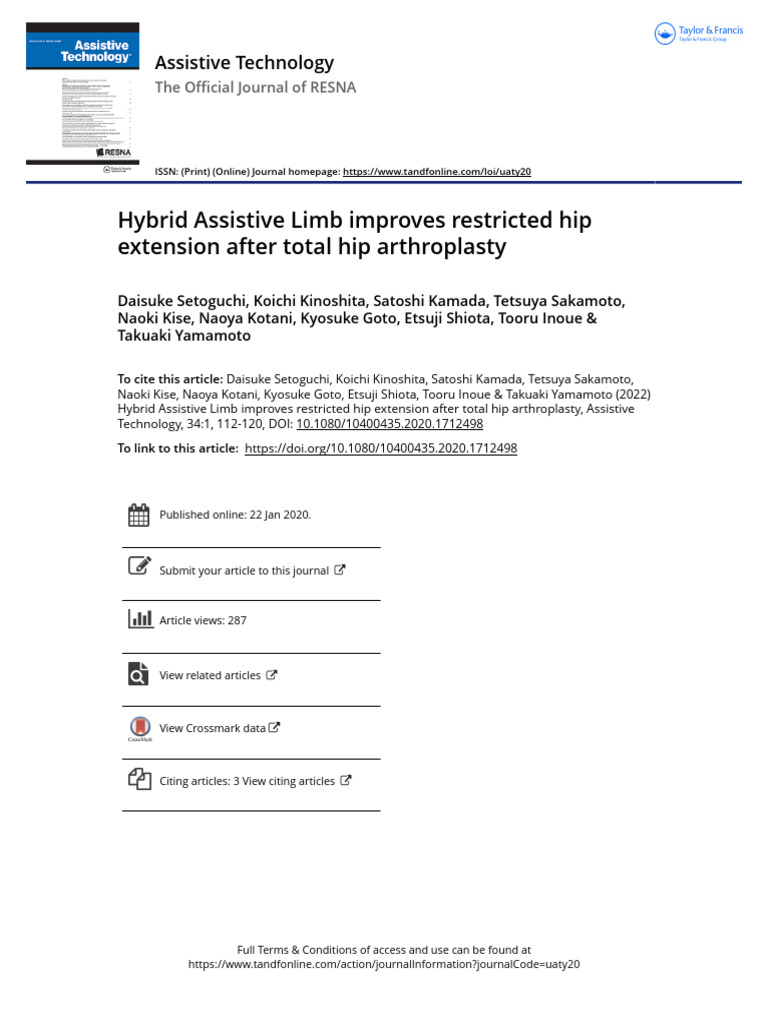 Hybrid Assistive Limb Improves Restricted Hip Extension After Total Hip ...