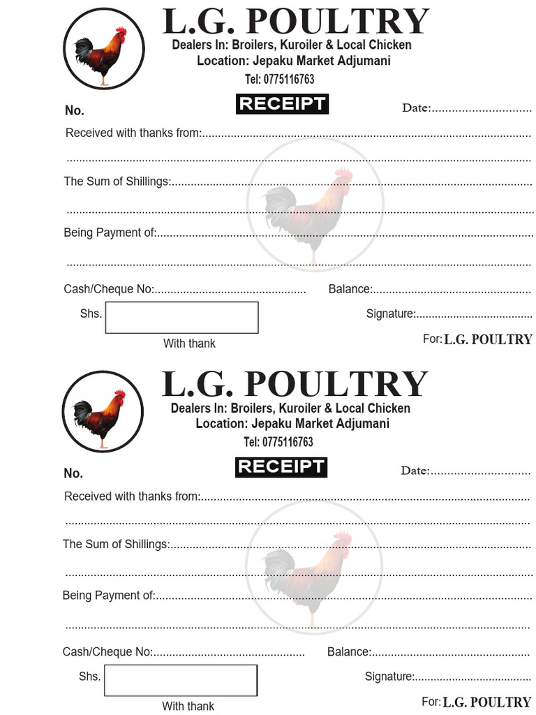 Poultry Payment Receipt Template | PDF