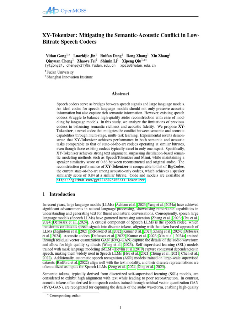 XY Tokenizer | PDF | Speech Recognition | Data Compression
