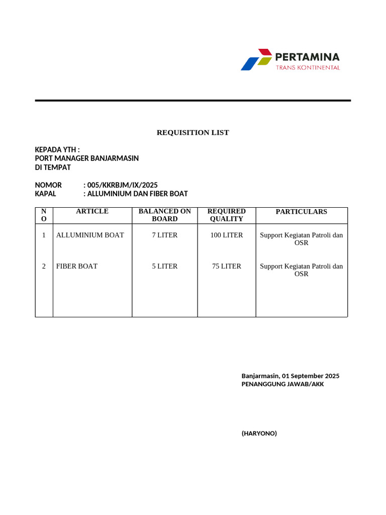 Requisition List | PDF