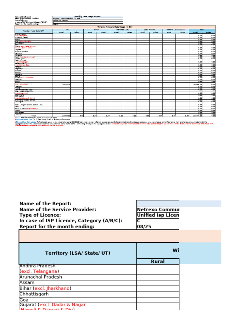 Monthly Data Usage Report - Aug 2025 | PDF | Fiber To The X | Networks