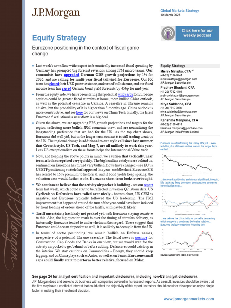 Eurozone EPS Growth Forecast Update | PDF | Euro | Jp Morgan Chase