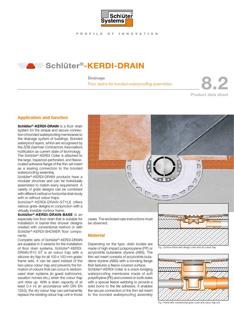 Schlueter DB 8 2 Kerdi Drain Uk | PDF | Drainage | Adhesive
