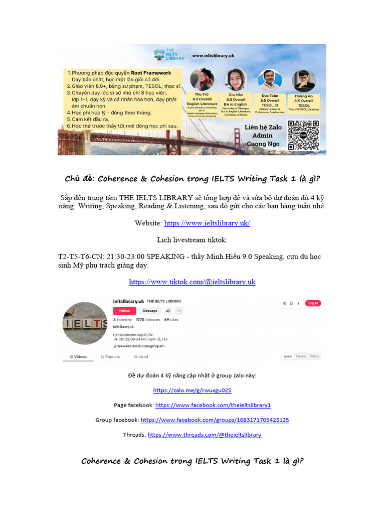 Coherence & Cohesion Trong IELTS Writing Task 1 Là Gì | PDF