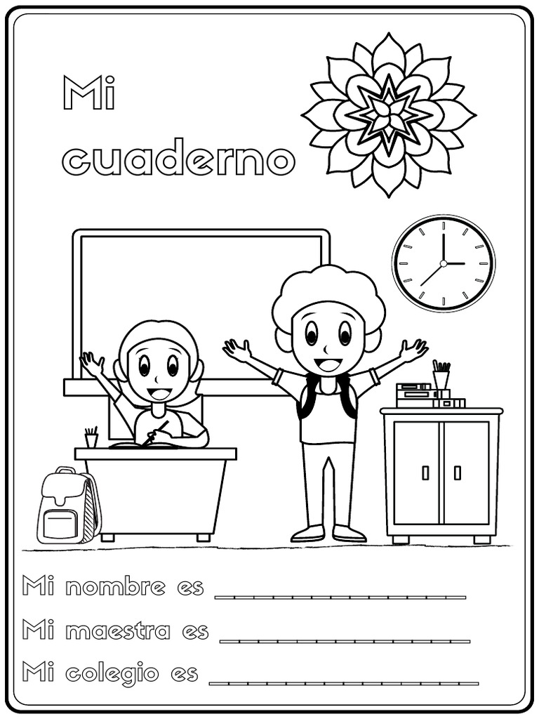 Black and White Back To School Coloring Cover | PDF