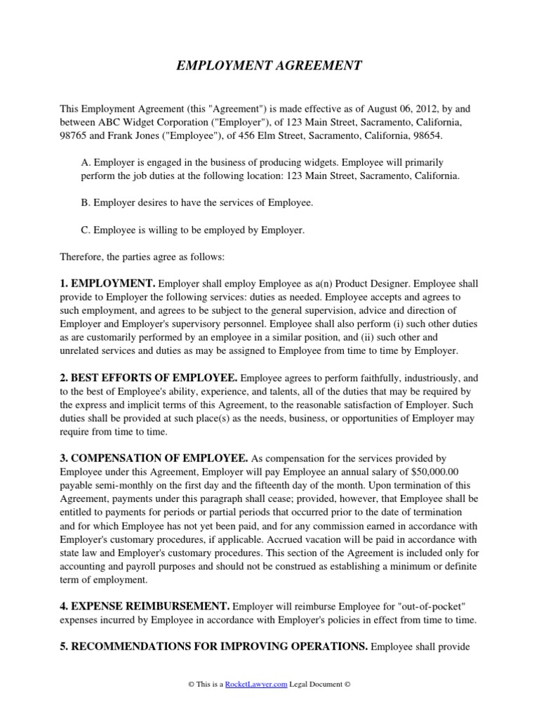 Employment Agreement | Employment | Law And Economics