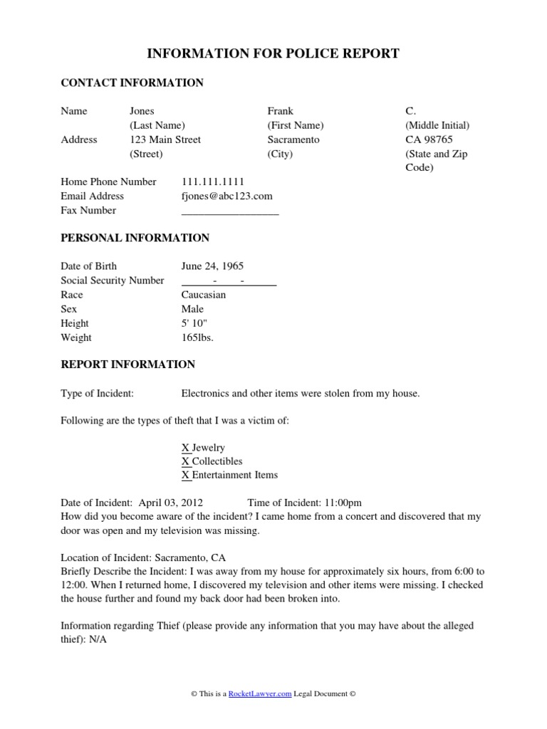 Police Report Worksheet | PDF | Theft | Crime & Violence
