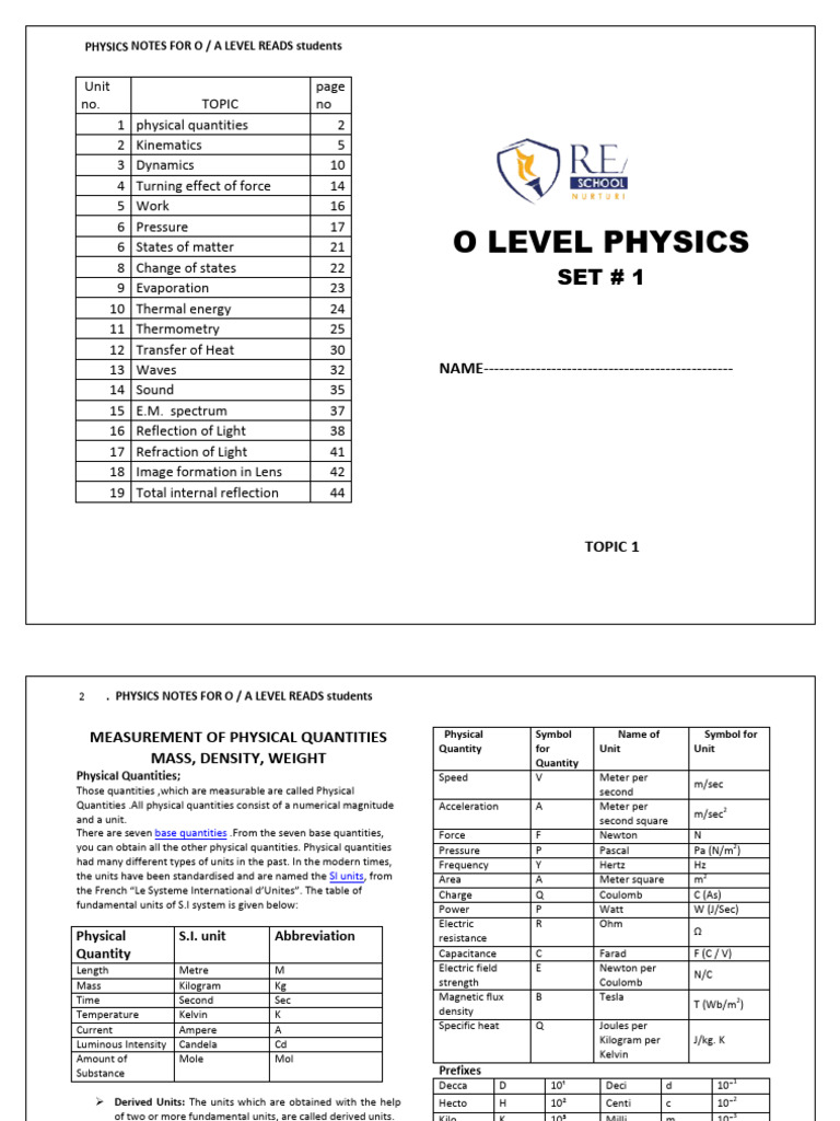 Set 1 Ol Physics - 230913 - 215330 | PDF | Velocity | Force