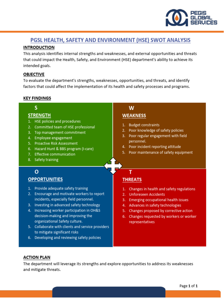 HSE SWOT Analysis and Action Plan | PDF