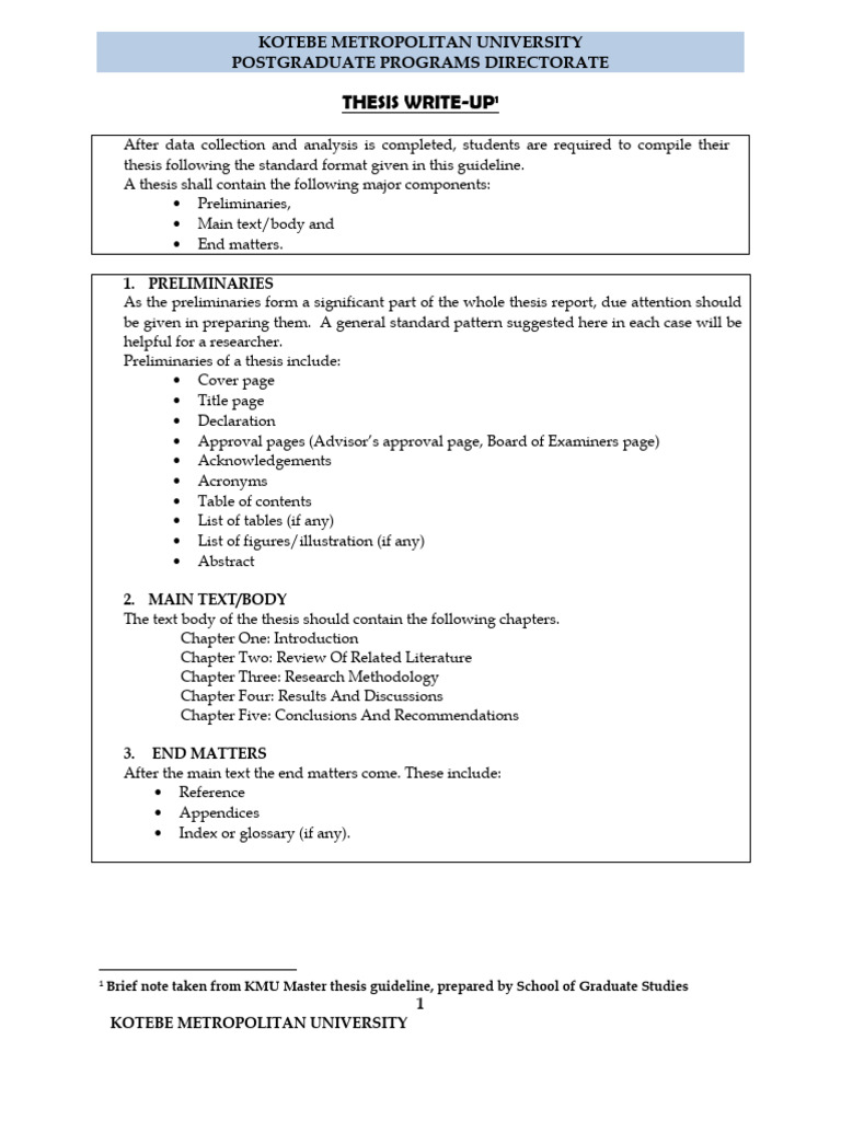 KMU PG Thesis Write Up | PDF | Thesis | Publishing