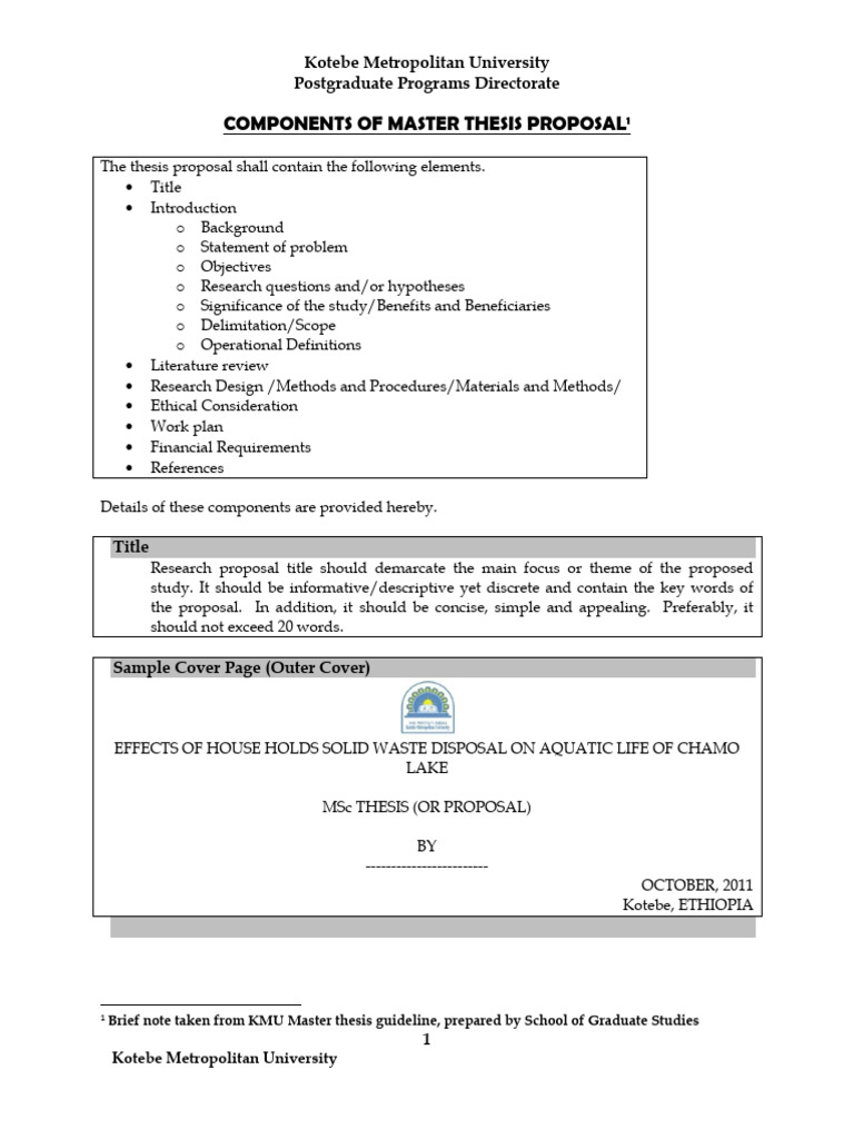 Master Thesis Proposal Components Guide | PDF | Hypothesis | Methodology