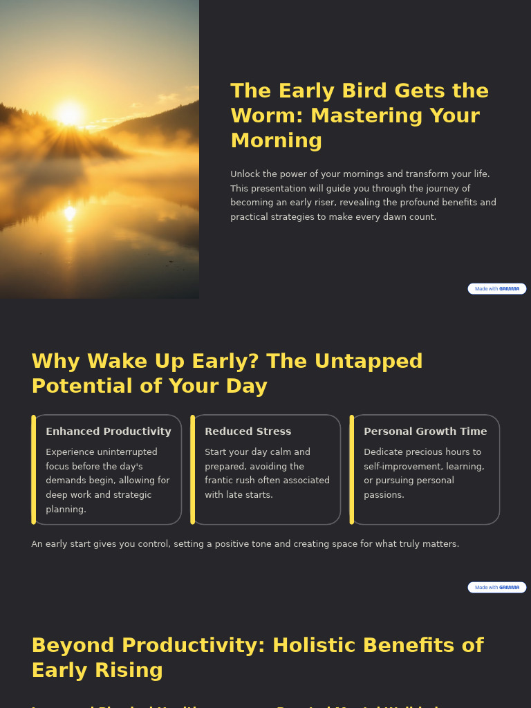 The Early Bird Gets The Worm Mastering Your Morning | PDF | Sleep ...