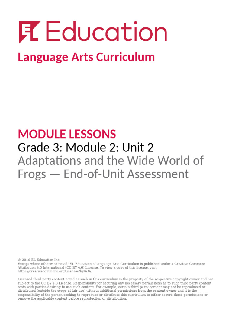 G3M2U2 ModuleLessons End of Unit 2 Assessment 0519 | PDF | Human ...