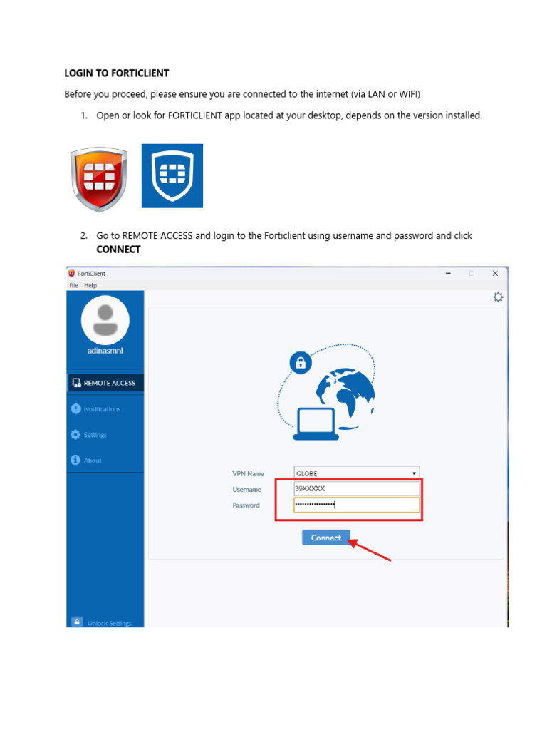 Forticlient VPN Login Manual | PDF