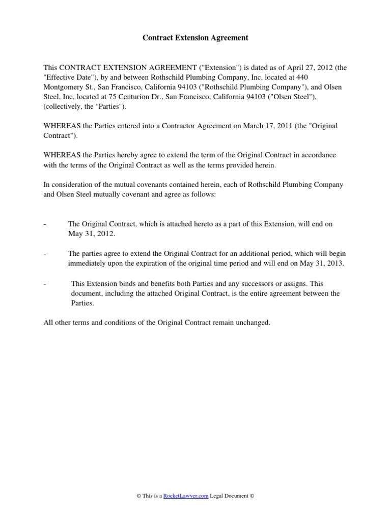 Contract Extension Agreement