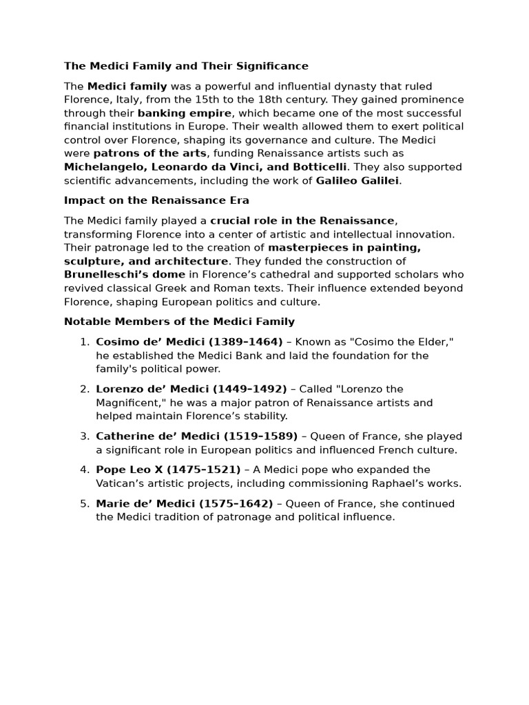 The Medici Family | PDF