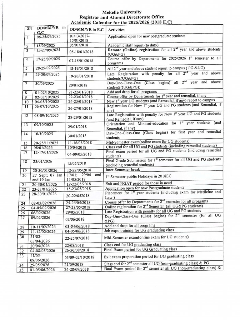 Academic Calendar 20252026 | PDF