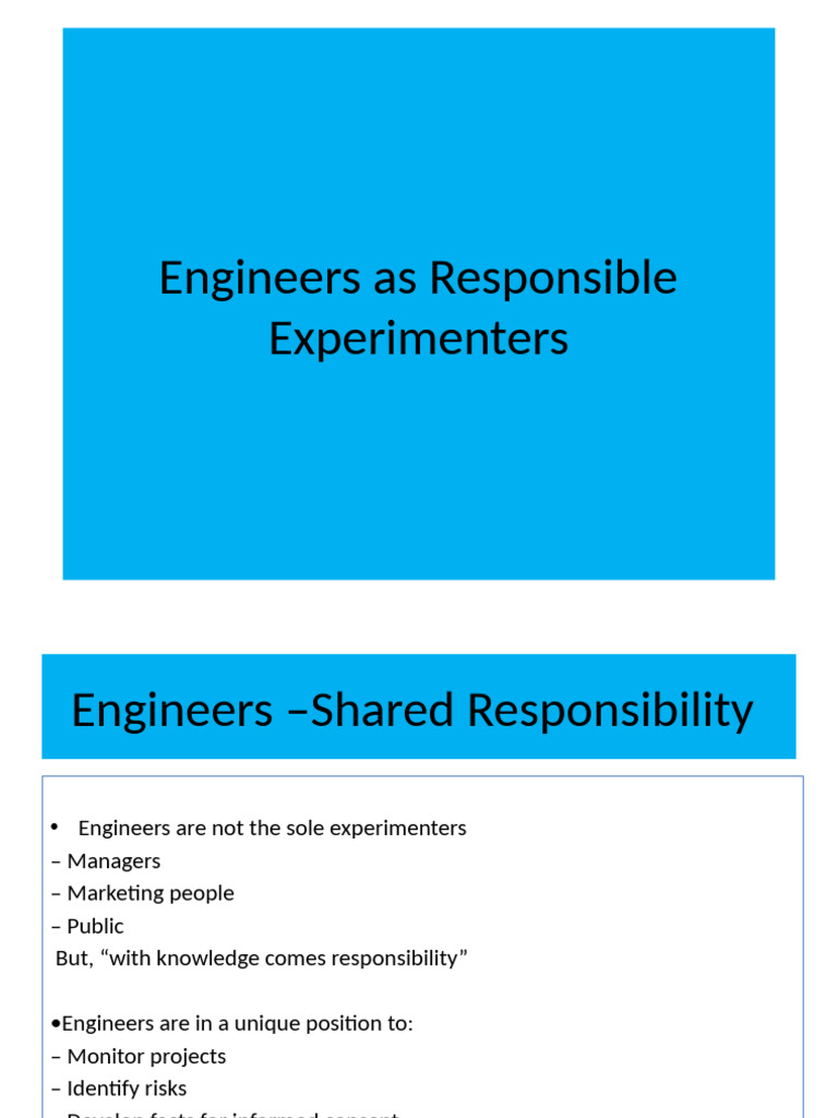 Engineers' Role in Ethical Experimentation | PDF | Morality | Employment