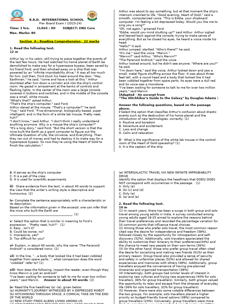 12th Preboard ENGLISH 2023-24 | PDF | Climate Change