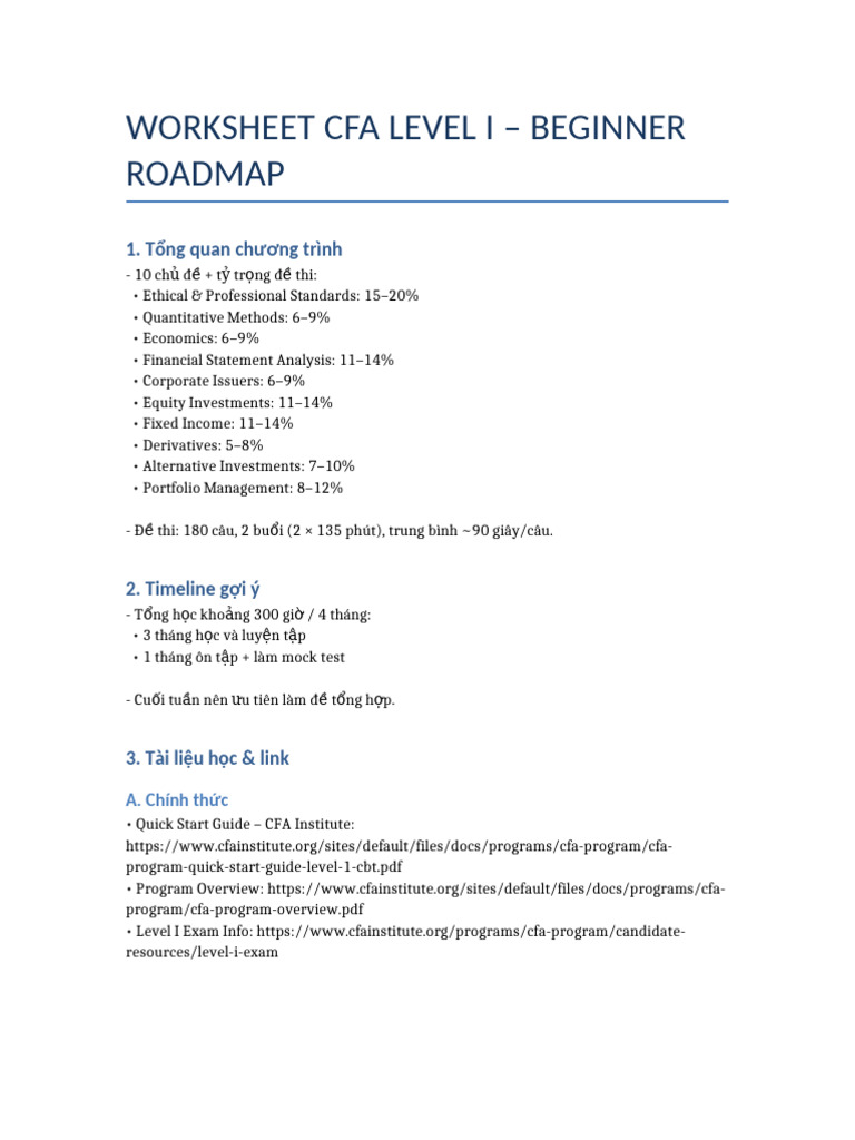 Worksheet Cfa Level1 | PDF