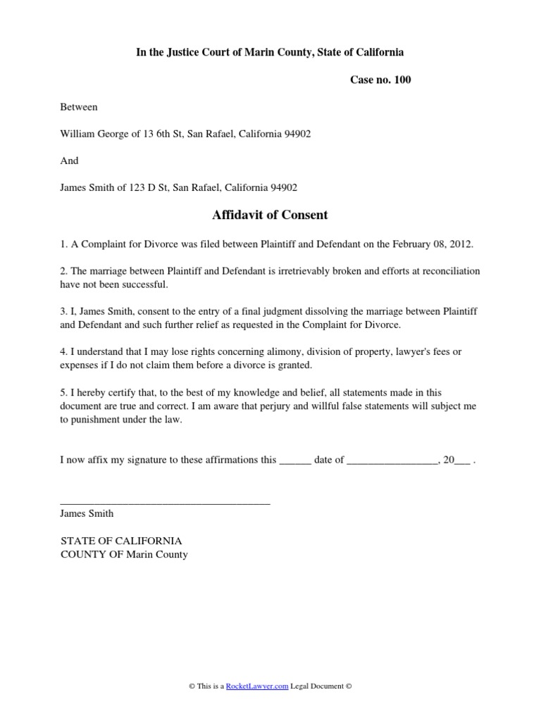 Affidavit of Consent | Affidavit | Notary Public