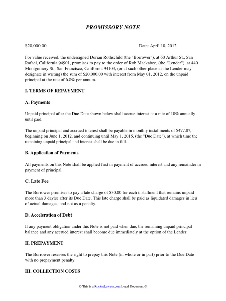 Promissory Note | Debtor | Loans