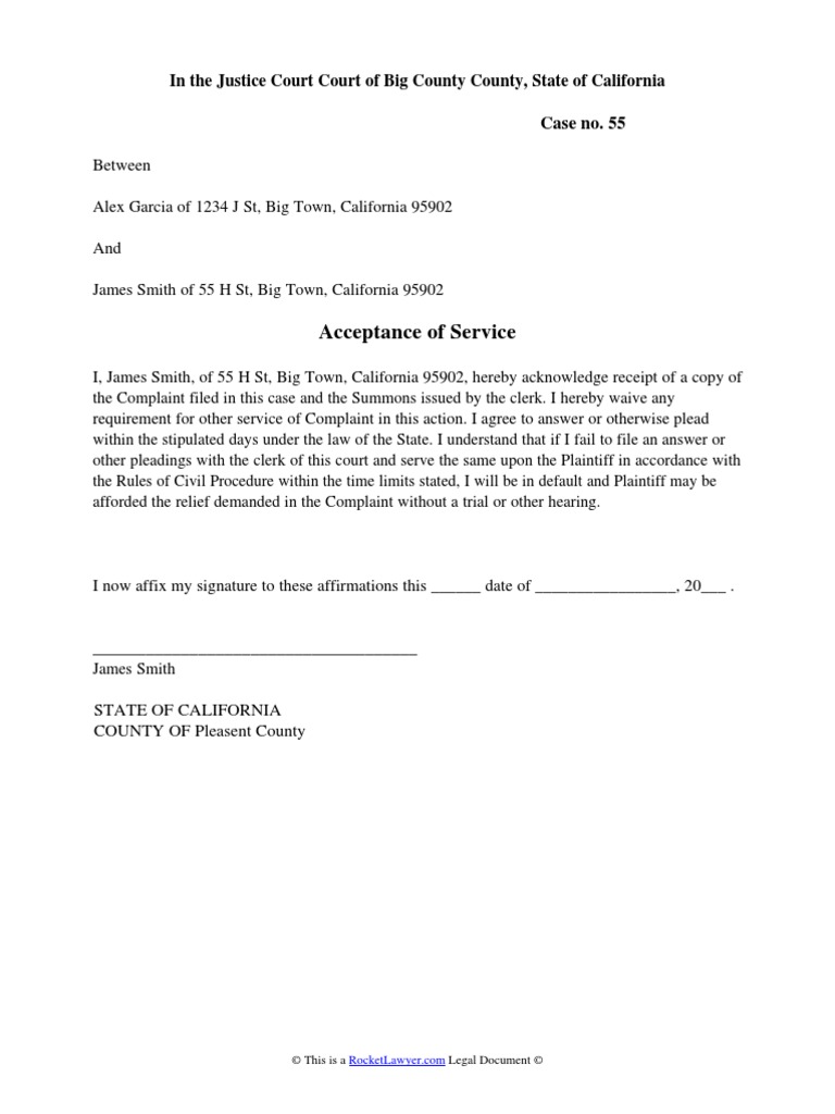 Acceptance of Service | PDF