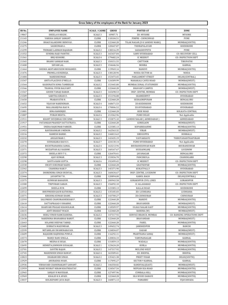 Employee Gross Salary Report January 2023 | PDF | Cinema Of India ...