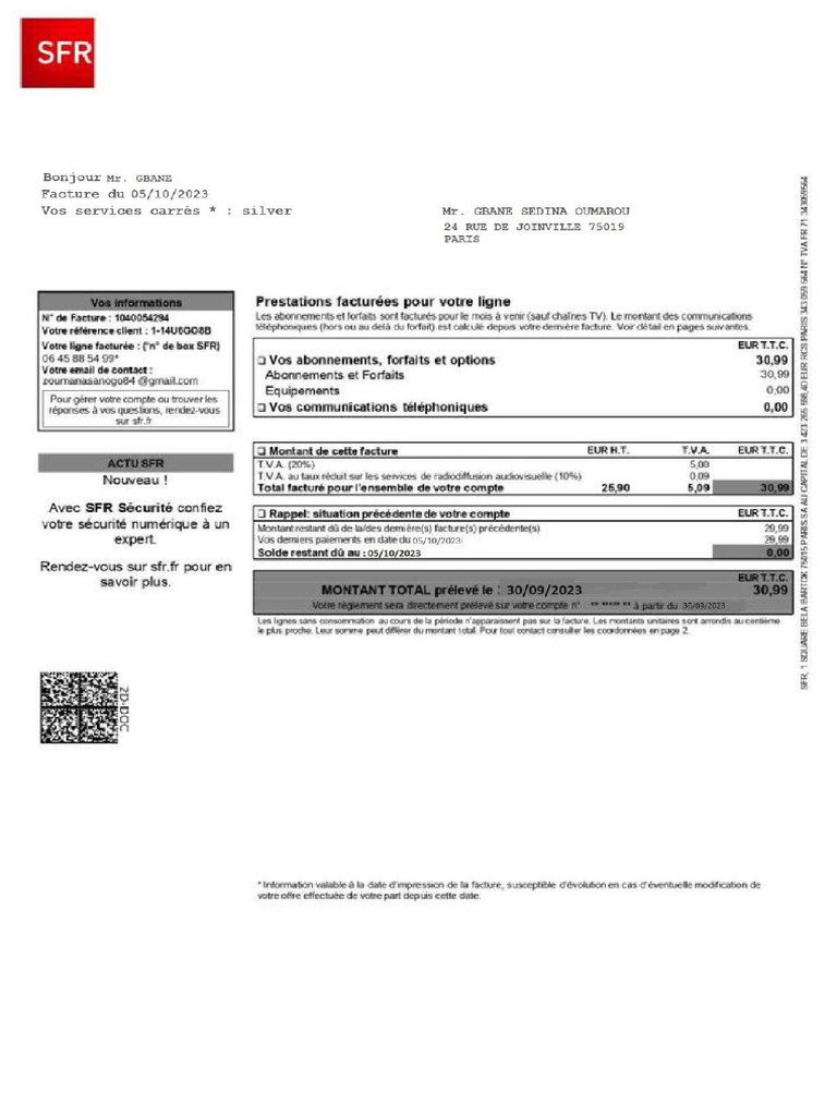 Facture SFR | PDF