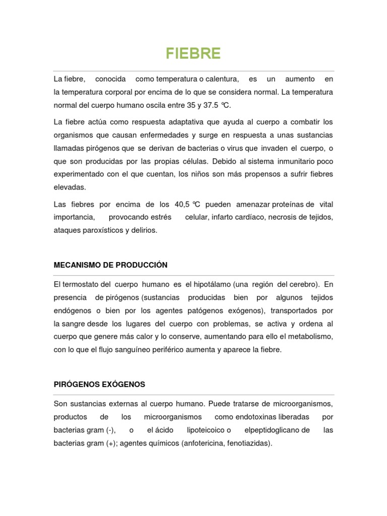 Pirógenos y Mecanismos de la Fiebre | PDF | Termorregulación | Citocina