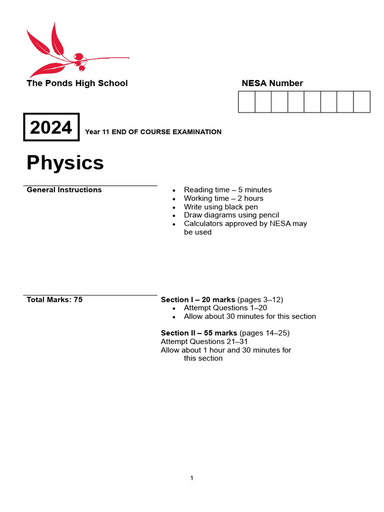 Year 11 Physics Exam Paper 2024 | PDF | Force | Collision