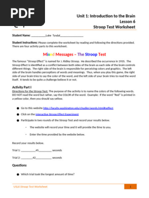Stroop Effect Worksheet The Stroop Effect How It Works And Why