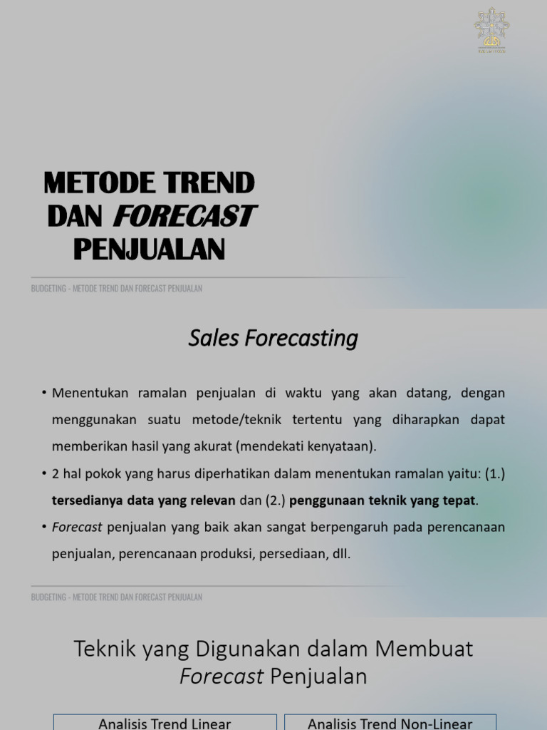 Budgeting 2 - Metode Trend Dan Forecasting Penjualan | PDF