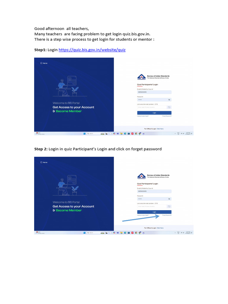 Login Process in Quiz Competition | PDF