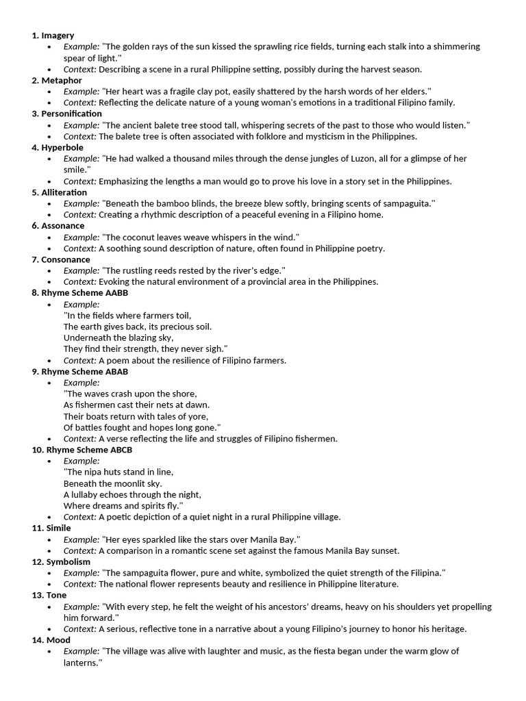 Filipino Literary Devices Explained | PDF | Poetry