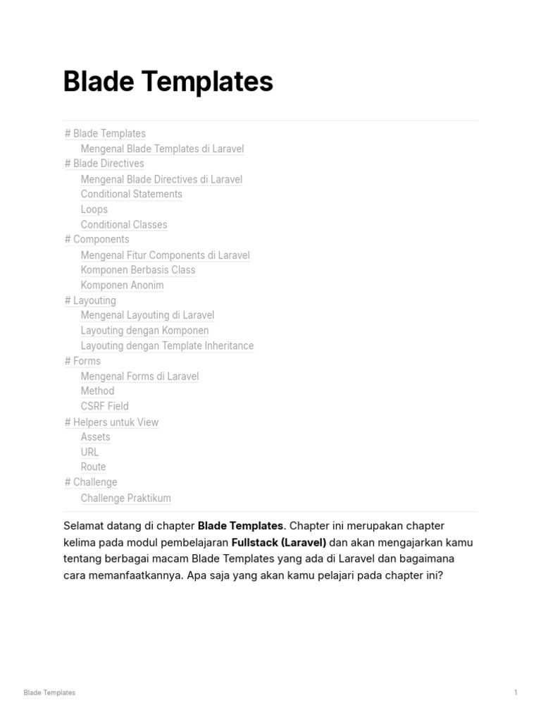 Panduan Blade Templates di Laravel | PDF