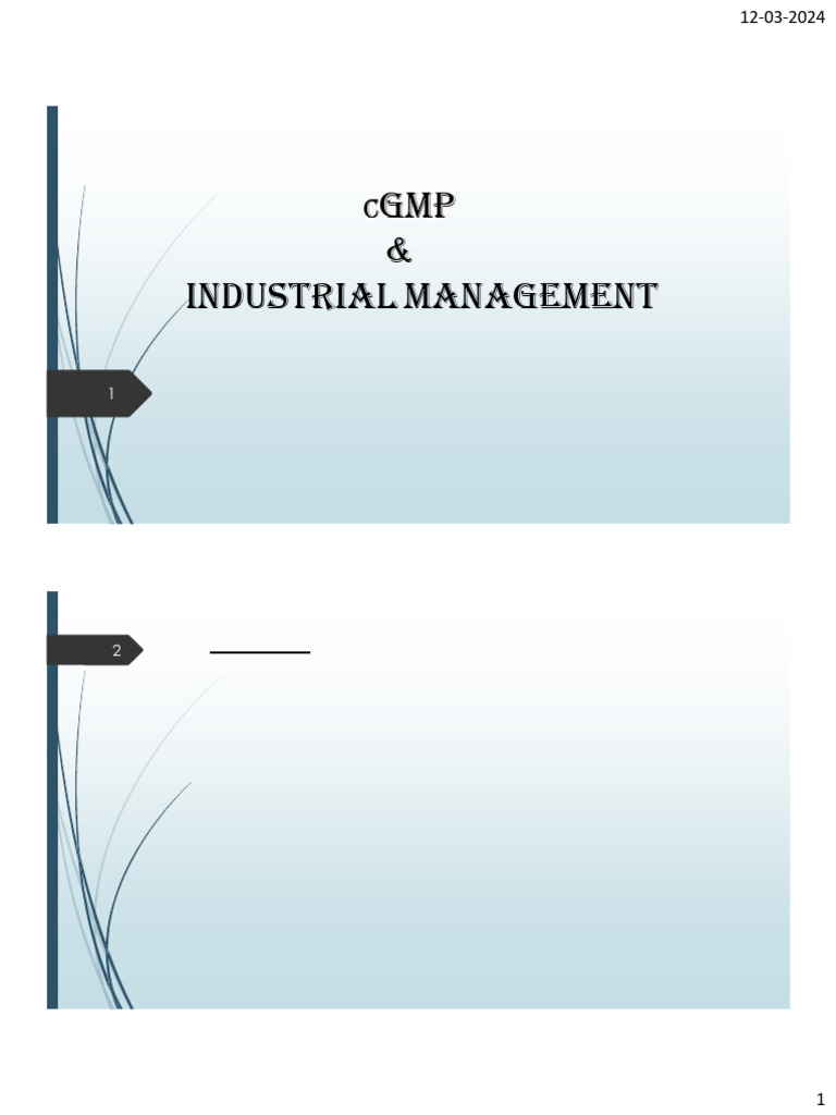 cGMP in Industrial Management Overview | PDF | Transport