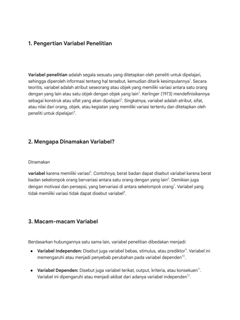 Pengertian dan Macam Variabel Penelitian | PDF