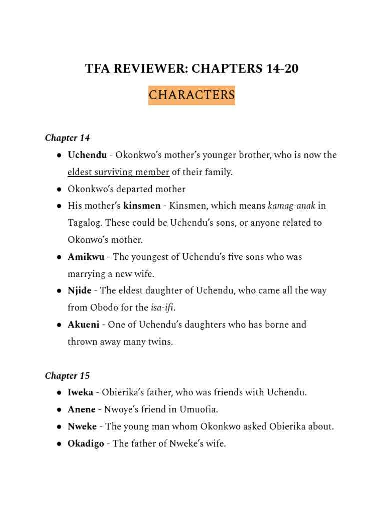 Tfa Reviewer - Chapters 14-20 | PDF