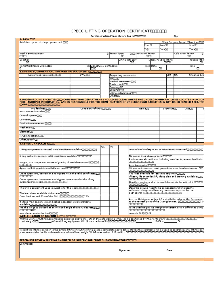 Lifting Operation Certificate | PDF | Crane (Machine)