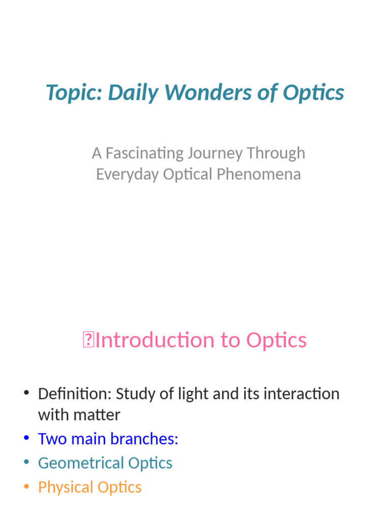 Everyday Optical Phenomena Explained | PDF | Optics | Rainbow