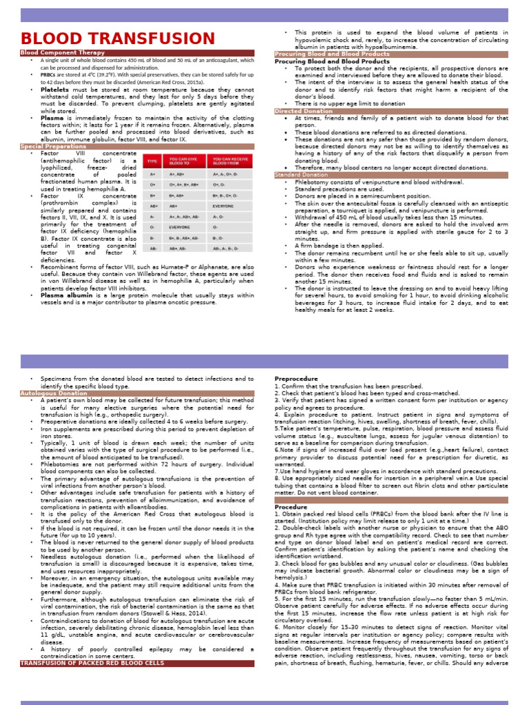Blood Transfusion and Component Therapy | PDF | Hemodialysis | Blood ...