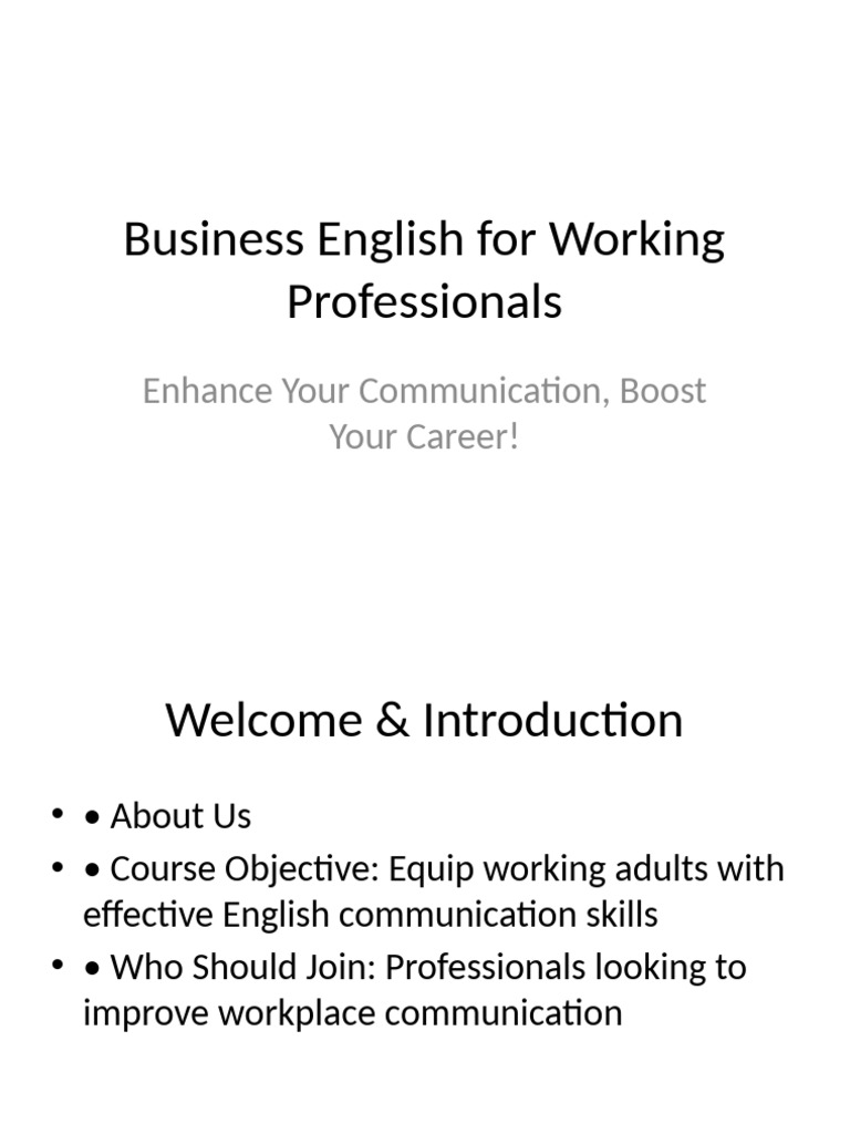 Business English Presentation HRDF | PDF