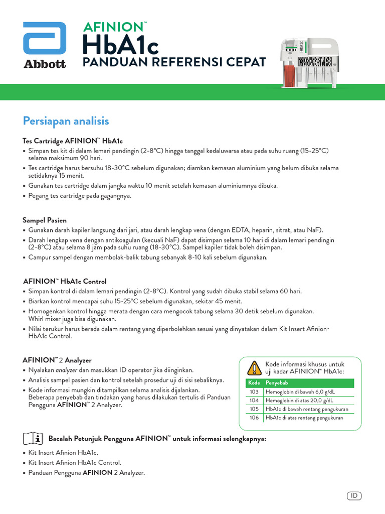 v01 Afinion HbA1c Quick Guide - Afinion 2 Id | PDF