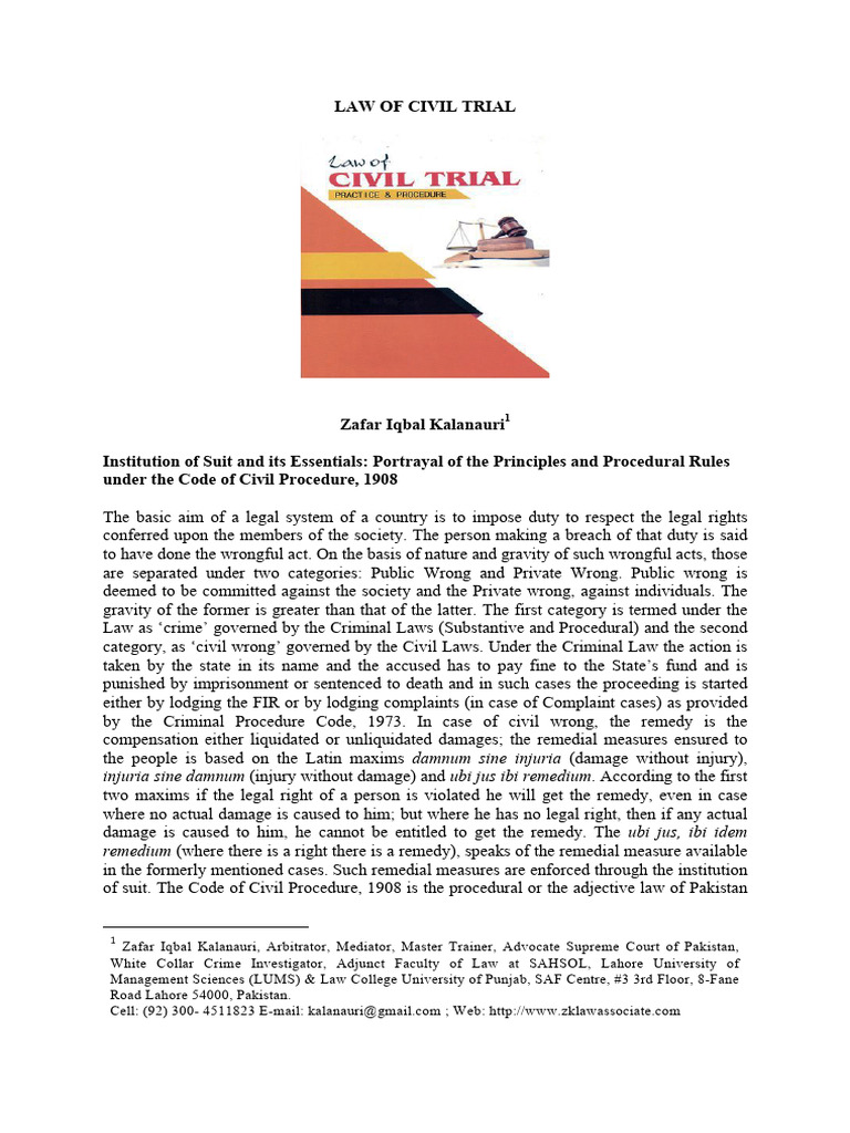 Civil Trial Procedure in Pakistan | PDF | Lawsuit | Cause Of Action